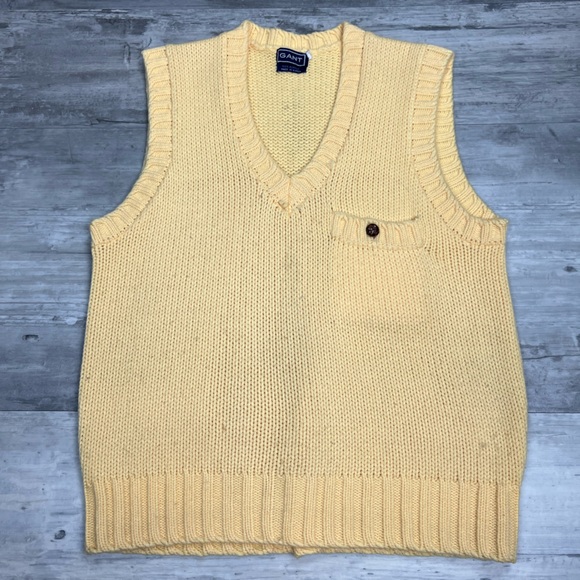 Gant | Sweaters | Vtg Gant Pastel Yellow Sweater Vest Size L | Poshmark